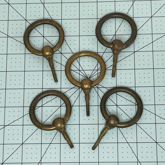 Other | Antique Brass Hollow Ring Drawer Pulls Set Of 5 Rare Find | Poshmark